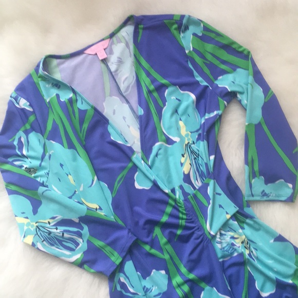 Lilly Pulitzer | Dresses | Lilly Pulitzer Yvette Iris Blue Chablis Wrap ...